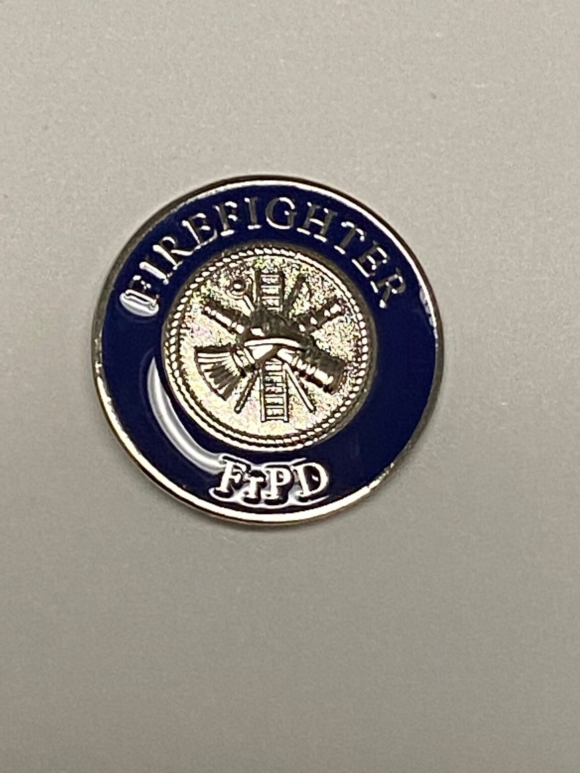 SMALL FIREFIGHTER FrPD WITH FIRE SCRAMBLE SEAL - ER Badge