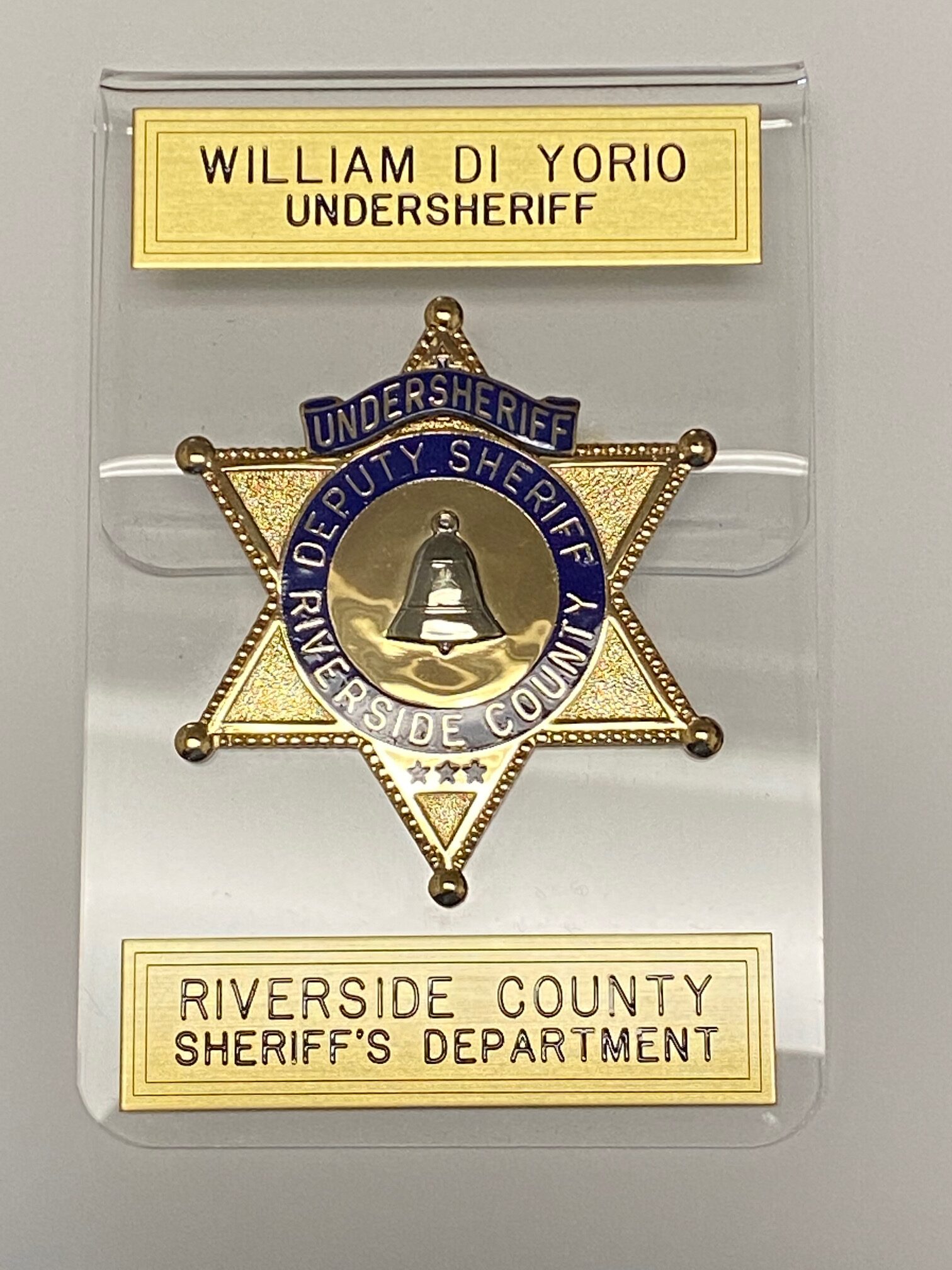 RIVERSIDE COUNTY SHERIFF BADGE, PID FOLDED, AND HAS TWO PLATES - ER Badge RIVERSIDE COUNTY SHERIFF BADGE, PID FOLDED, AND HAS TWO PLATES - ER Badge